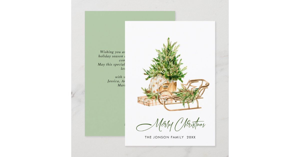 Elegant Bohemian Christmas Tree Composition Holiday Card | Zazzle