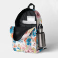 Elegant boho blue pink floral watercolor name printed backpack | Zazzle