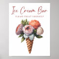 Elegant Boho Bridal Shower Ice Cream Bar Poster | Zazzle