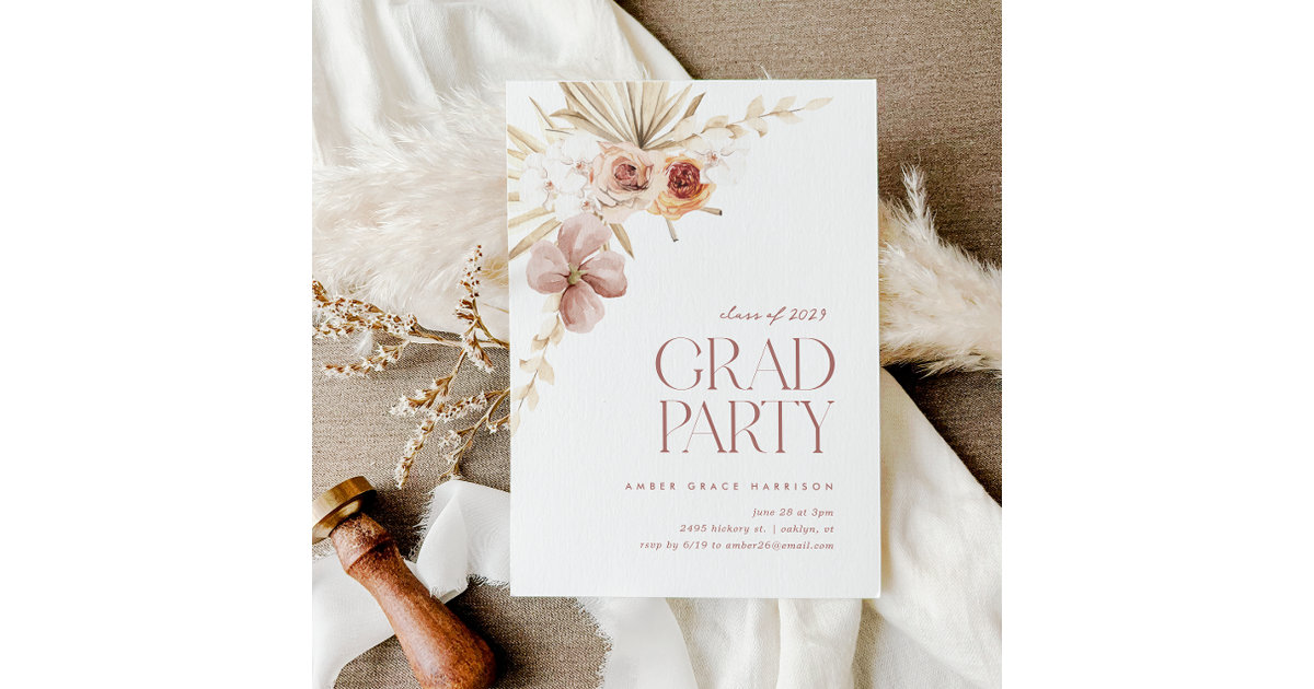 Elegant Boho Floral Grad Party | Graduation Invitation | Zazzle