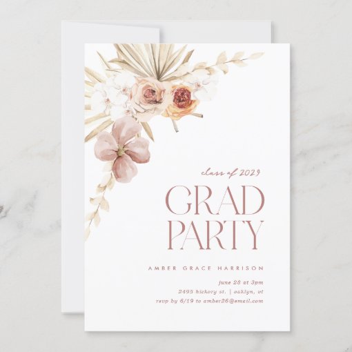 Elegant Boho Floral Grad Party | Graduation Invitation | Zazzle