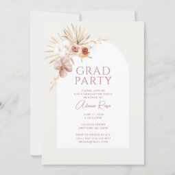 Elegant Boho Floral Grad Party Invitation | Zazzle