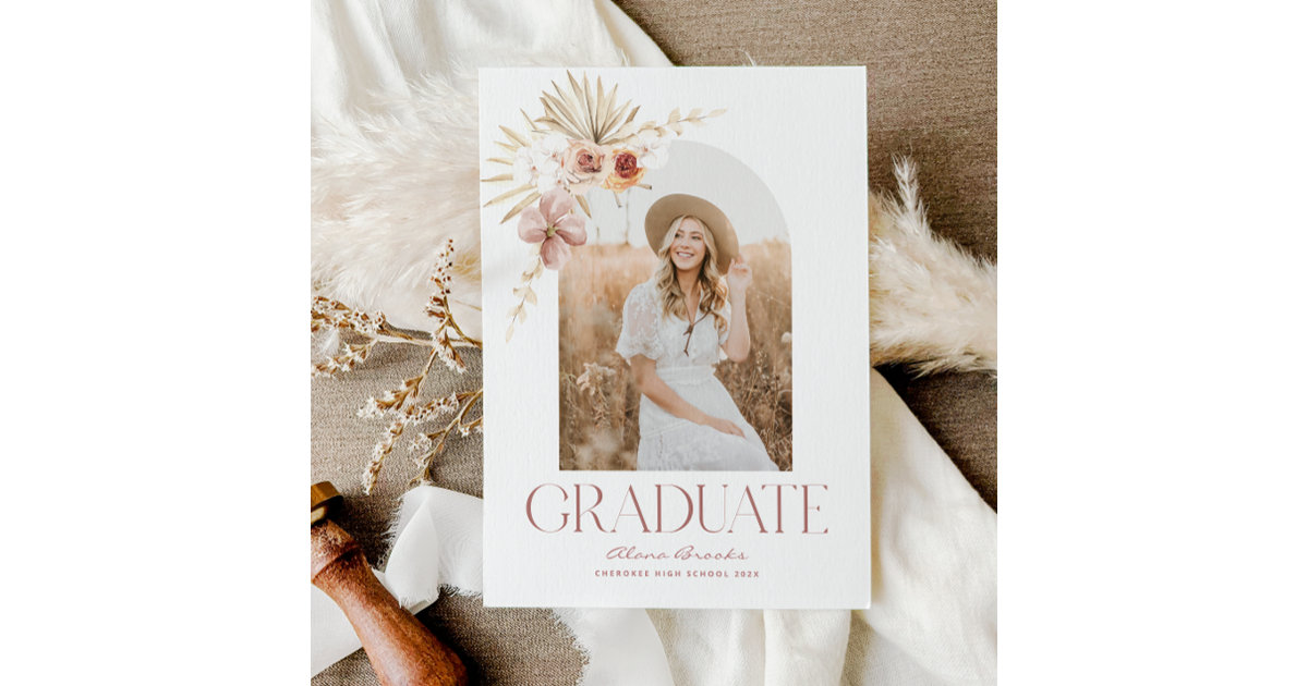 Elegant Boho Floral Graduation Invitation | Zazzle