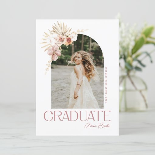 Elegant Boho Floral Graduation Invitation | Zazzle