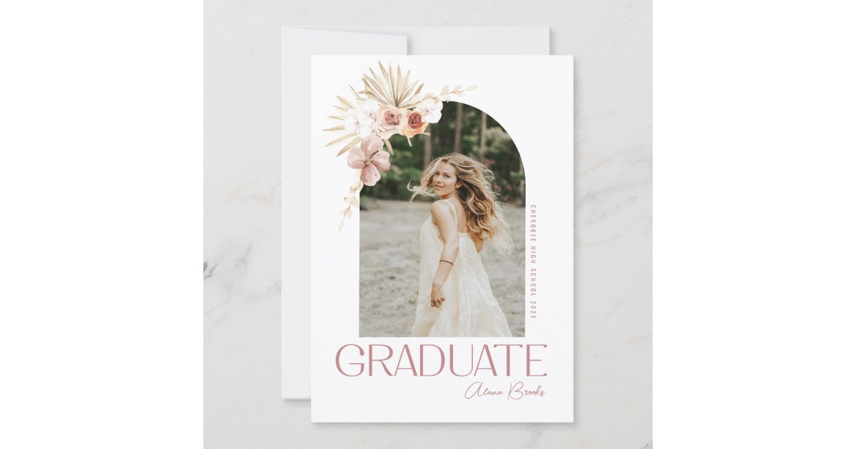 Elegant Boho Floral Graduation Invitation | Zazzle