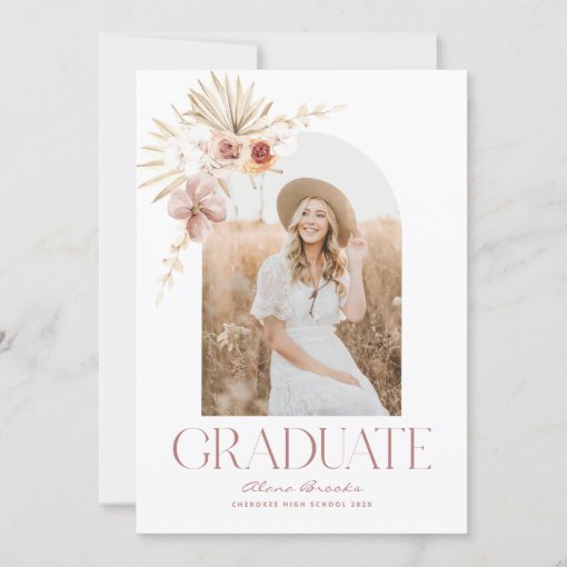 Elegant Boho Floral Graduation Invitation | Zazzle