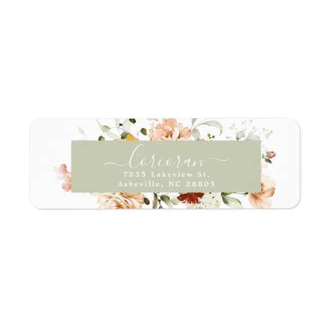Elegant Boho Floral Handwritten Return Address Label | Zazzle