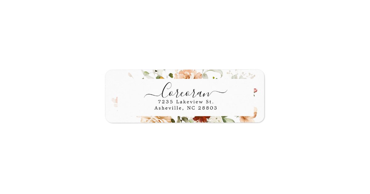 Elegant Boho Floral Handwritten Return Address Label | Zazzle
