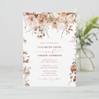 Elegant Boho Floral Wedding Invitation | Zazzle