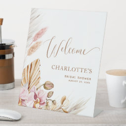 Elegant Boho Floral | Wedding Shower Pedestal Sign | Zazzle
