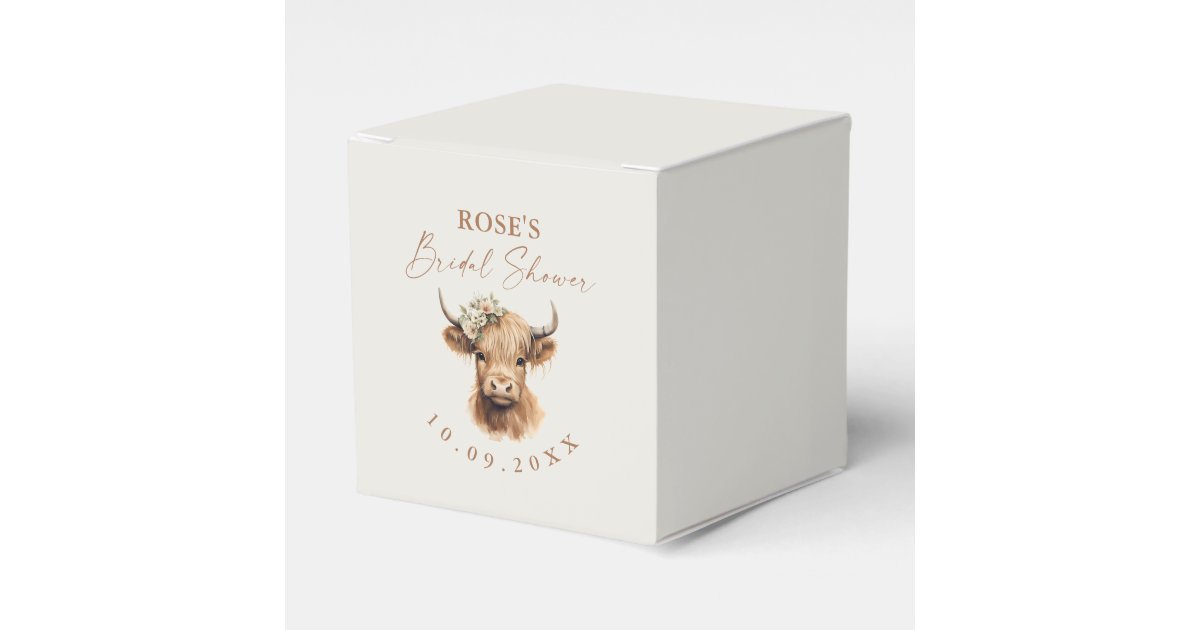 Elegant Boho Highland Cow Bridal Shower Favor Boxes | Zazzle