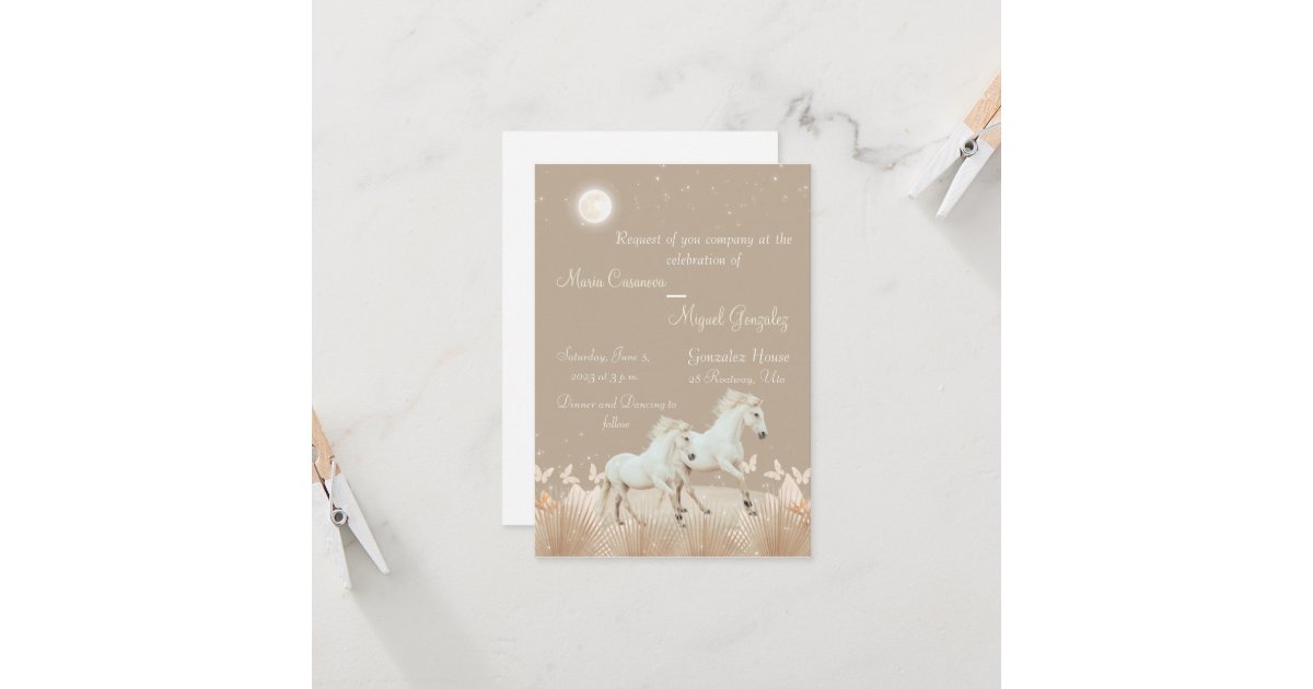 elegant boho horses wedding invitation | Zazzle