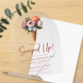 Elegant Boho Ice Cream Bridal Shower Acrylic Invitations | Zazzle