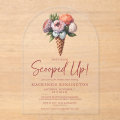 Elegant Boho Ice Cream Bridal Shower Acrylic Invitations | Zazzle