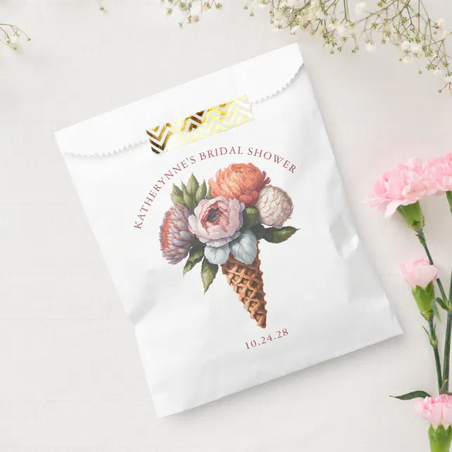 Elegant Boho Ice Cream Bridal Shower Favor Bag | Zazzle