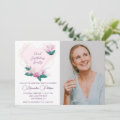 Elegant Boho Pink Floral Photo 62nd birthday Invitation | Zazzle