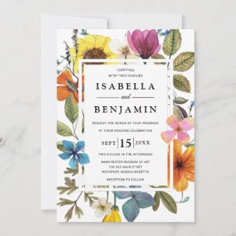 Elegant Boho Rustic Wildflower Summer Wedding Invitation | Zazzle