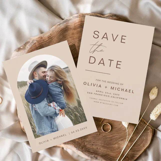 Elegant Boho Save the Date Photo Minimalist | Zazzle