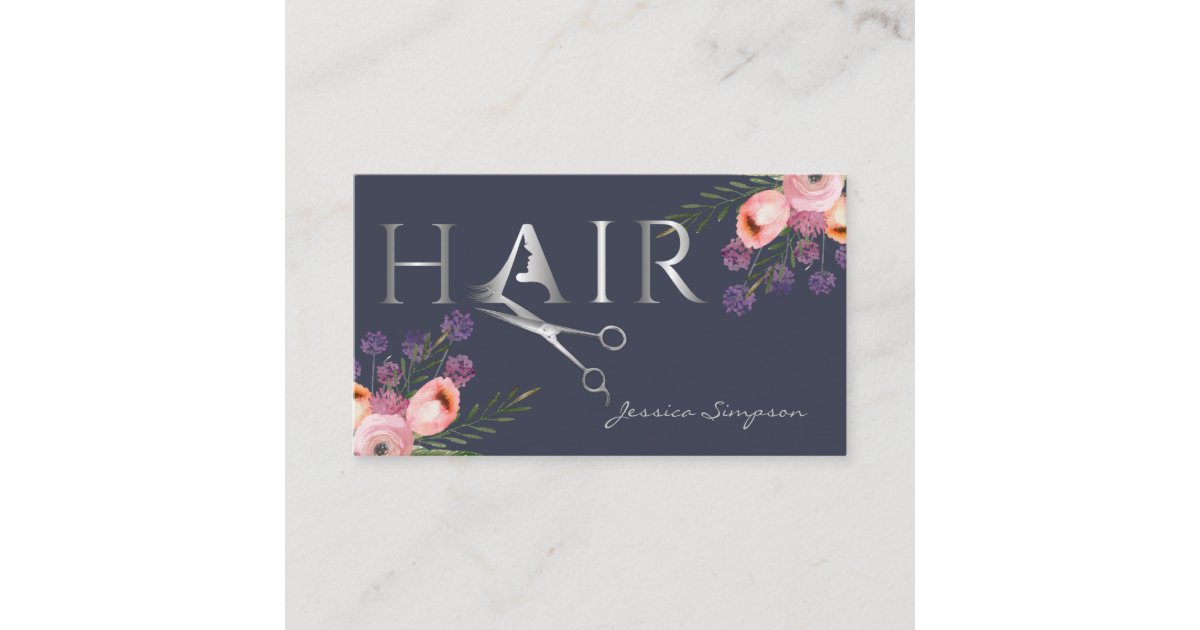Elegant boho watercolor floral scissors appointmen appointment card ...