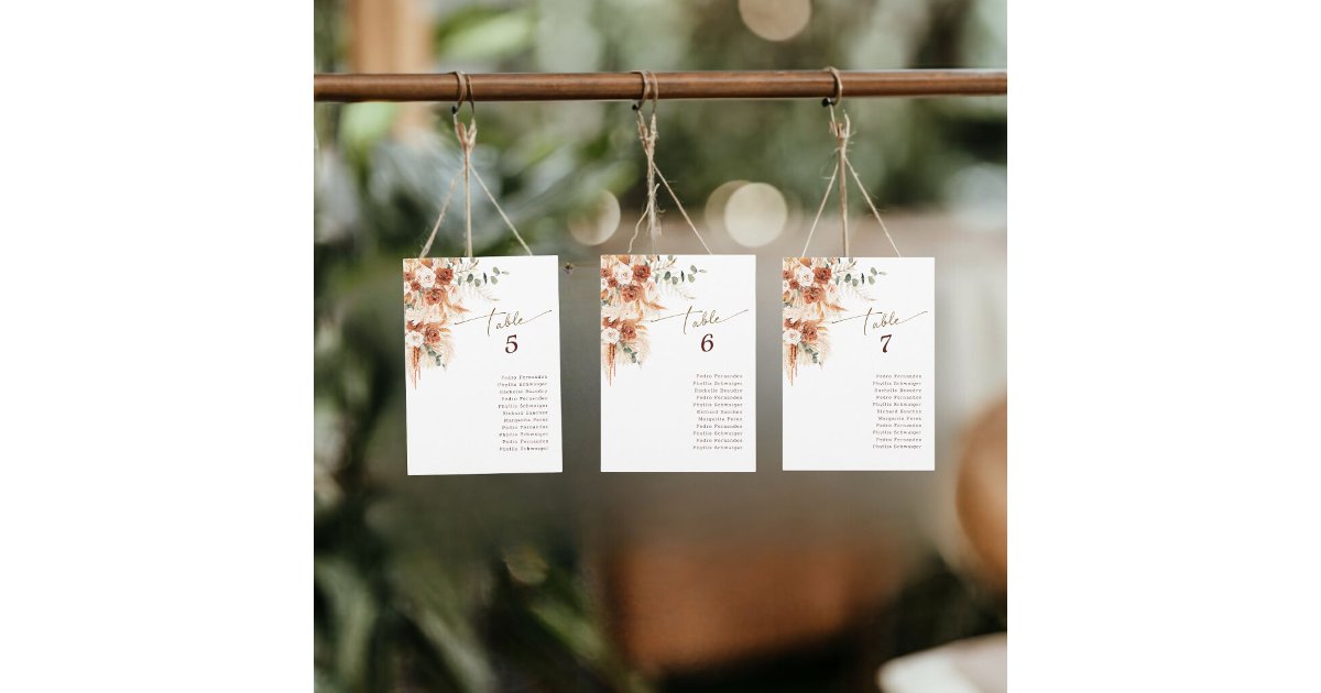 Elegant Boho Wedding Reception Table Card | Zazzle