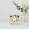 Elegant Boho Western Bull Cow Skull with QR Code Square Business Card ...
