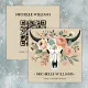 Elegant Boho Western Bull Cow Skull with QR Code Square Business Card ...