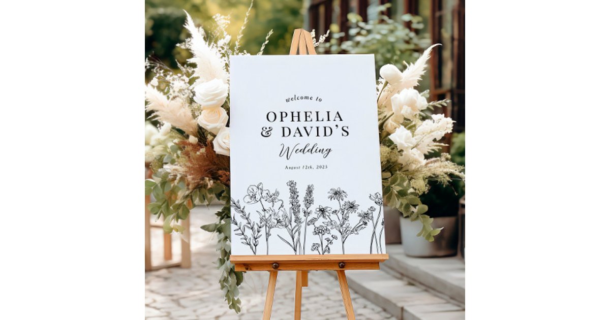 Elegant Boho Wildflower Wedding Welcome Sign | Zazzle