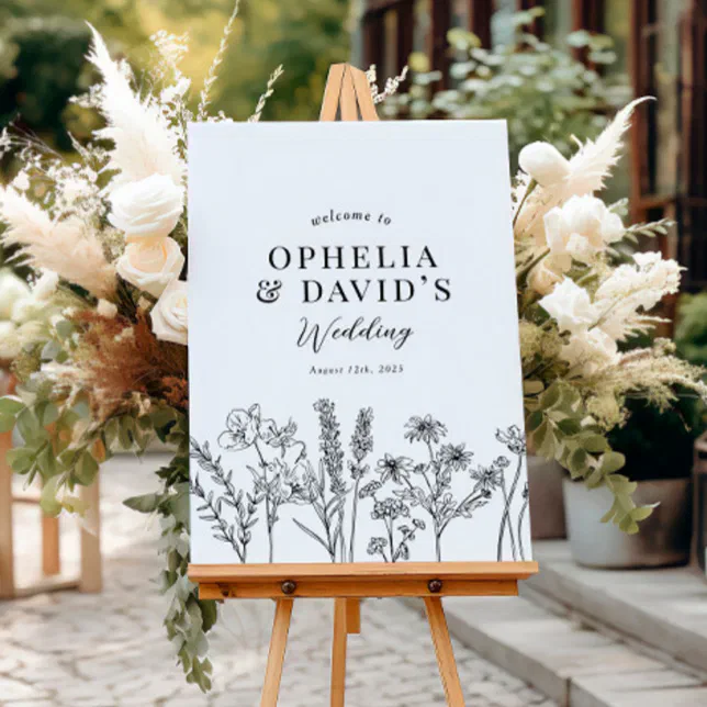 Elegant Boho Wildflower Wedding Welcome Sign | Zazzle