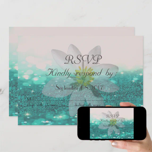 Elegant Bokeh ,Glittery,Daisy Wedding RSVP Card | Zazzle
