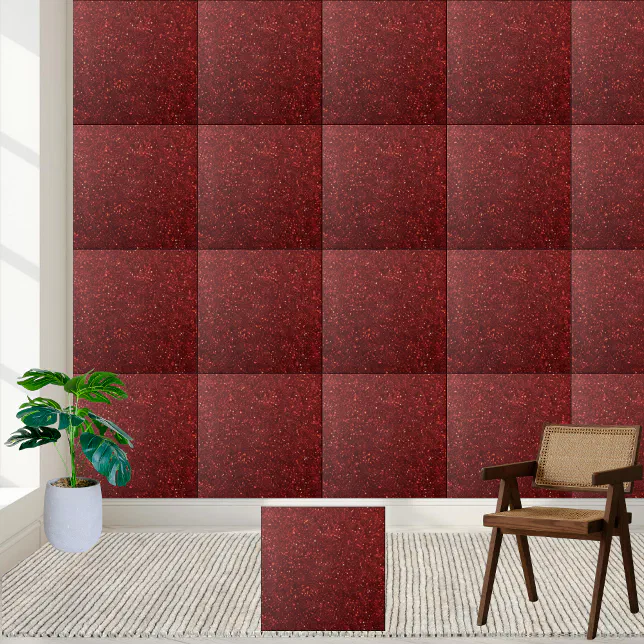 Elegant Bold Dark Red Sparkling Glitter Ceramic Tile | Zazzle