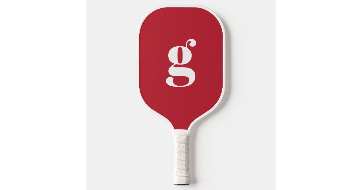 Elegant Bold Monogrammed Initial Cardinal Red Pickleball Paddle | Zazzle