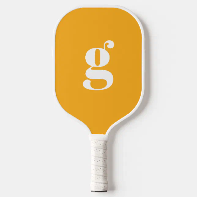 Elegant Bold Monogrammed Initial Marigold Orange Pickleball Paddle | Zazzle
