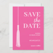 Elegant Bold Pink Grad Tassel Graduation Save The Date | Zazzle
