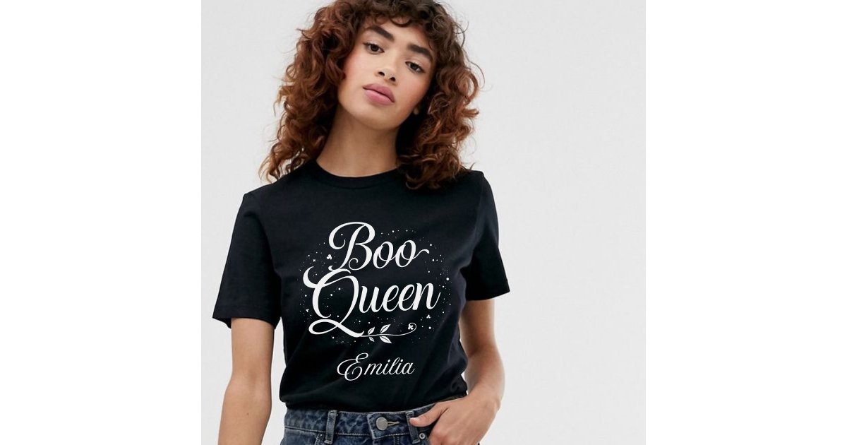 Elegant Boo Queen Name Halloween Black and White Sweatshirt | Zazzle