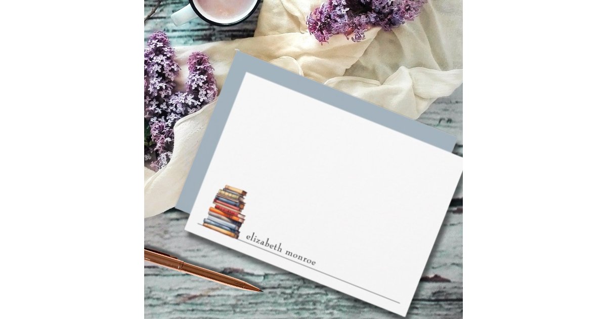 Elegant Book Lovers Personalized Note Card | Zazzle