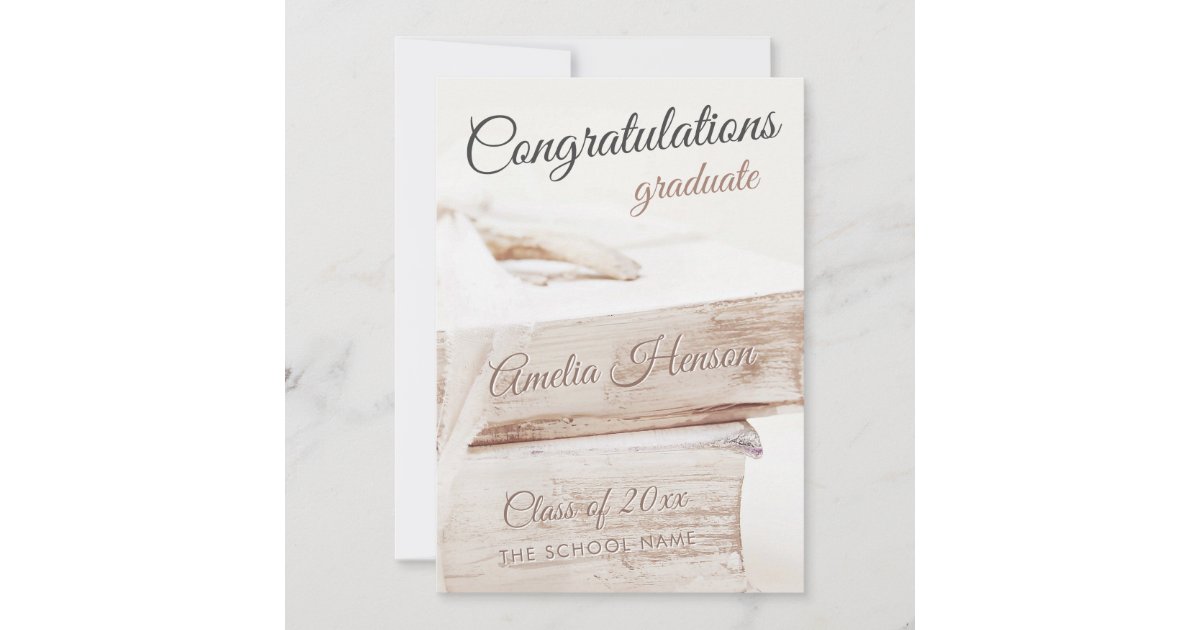 Elegant Book Stack Congratulations Graduate Holiday Card | Zazzle
