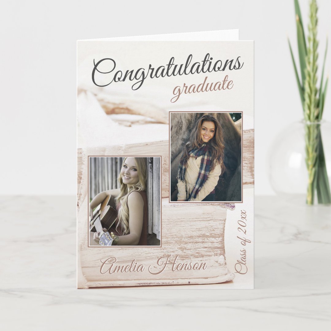 Elegant Books Graduate Photo Collage Graduation Card | Zazzle