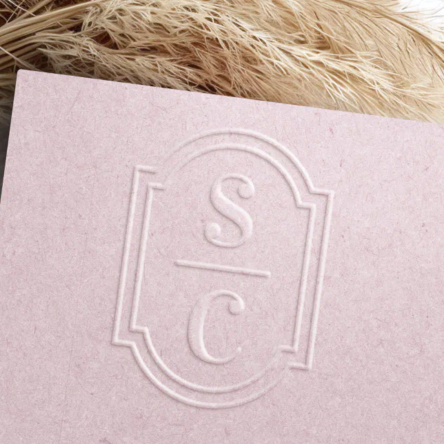 Elegant border couples monogram initials embosser | Zazzle