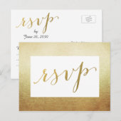 Elegant Border Faux Gold Foil Wedding RSVP Invitation Postcard | Zazzle