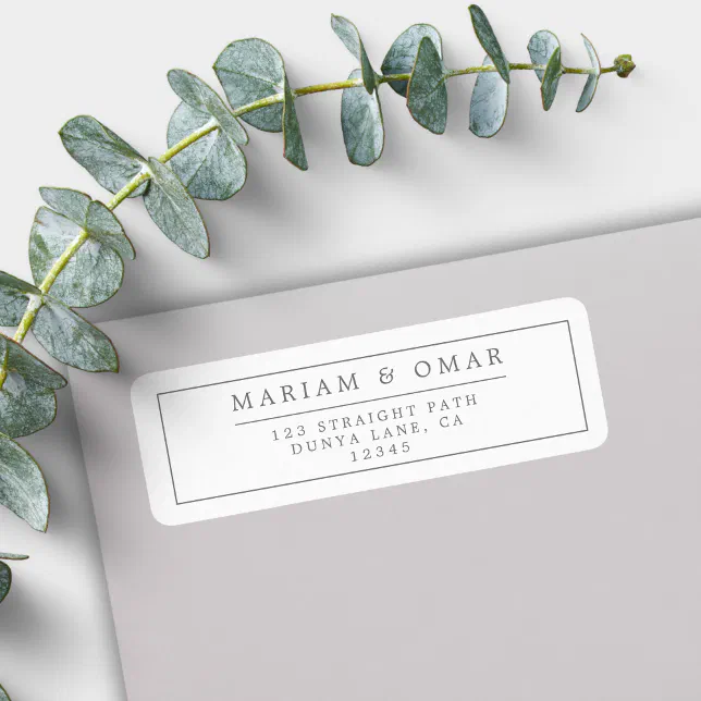 Elegant Border Silver Minimalistic Return Address Label | Zazzle