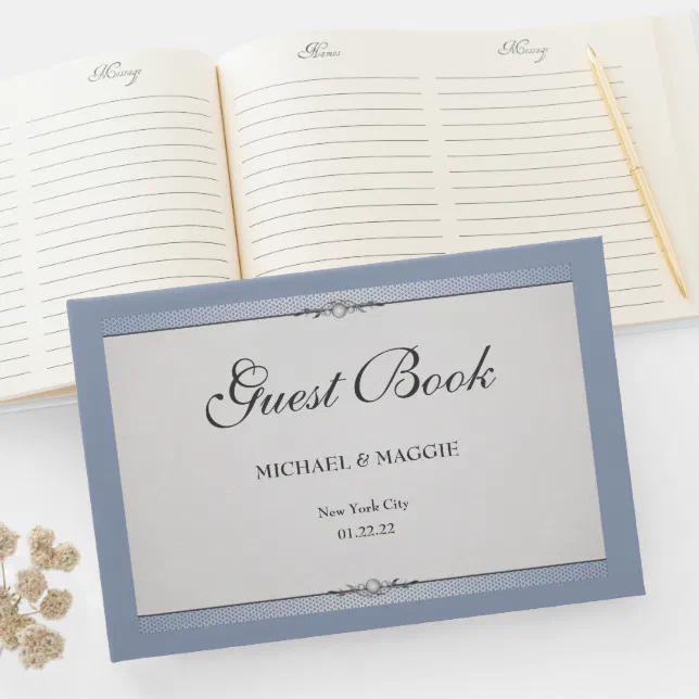 Elegant Border Wedding Guest Book | Zazzle
