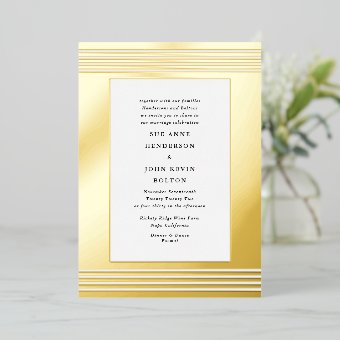 Elegant Border | Yellow Real Gold Frame Wedding Foil Invitation | Zazzle