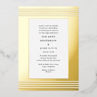 Elegant Border | Yellow Real Gold Frame Wedding Foil Invitation | Zazzle