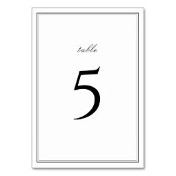 Elegant borders black & white minimalist wedding table number | Zazzle