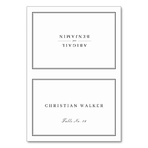 Elegant Borders Minimalist Foldable Place Card | Zazzle