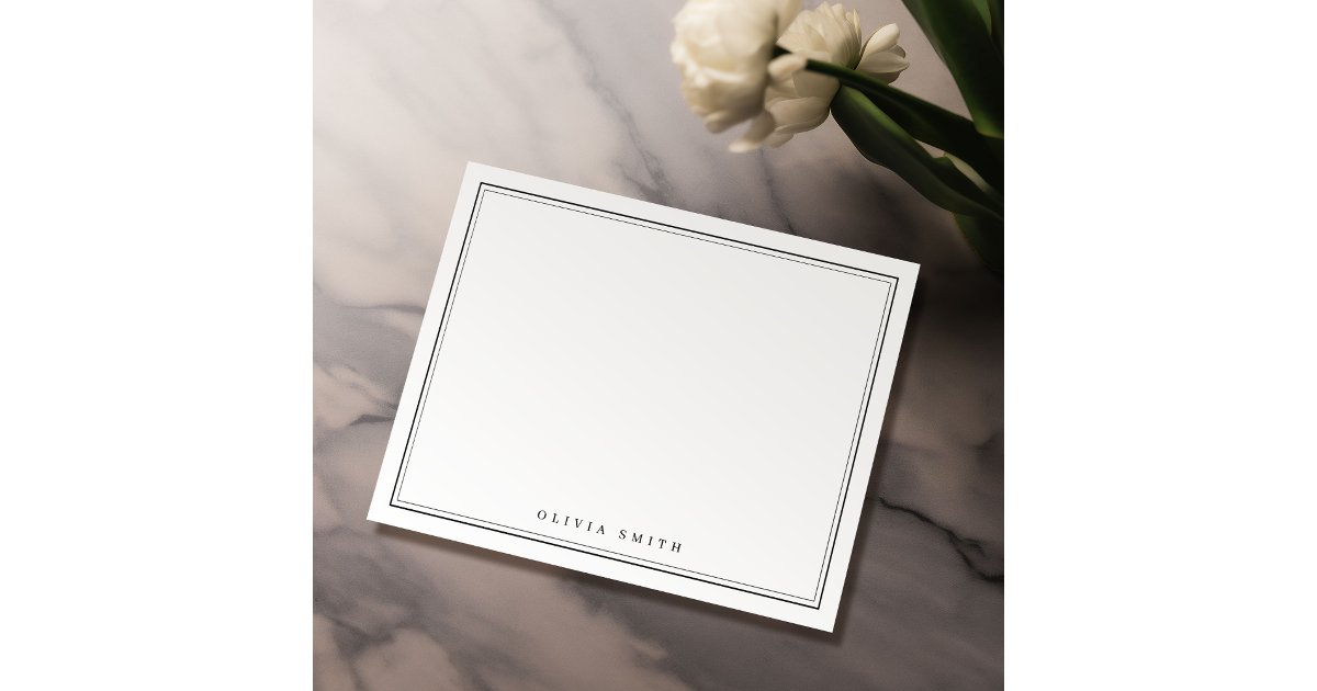 Elegant borders minimalist personalized Stationery Note Card | Zazzle