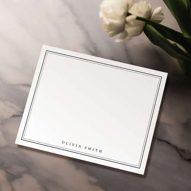Elegant borders minimalist personalized Stationery Note Card | Zazzle