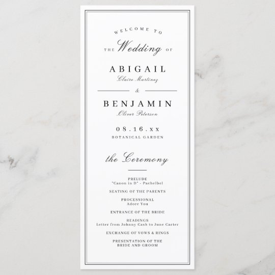 Elegant borders minimalist wedding program | Zazzle