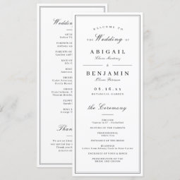 Elegant borders minimalist wedding program | Zazzle