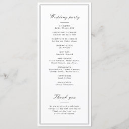 Elegant borders minimalist wedding program | Zazzle